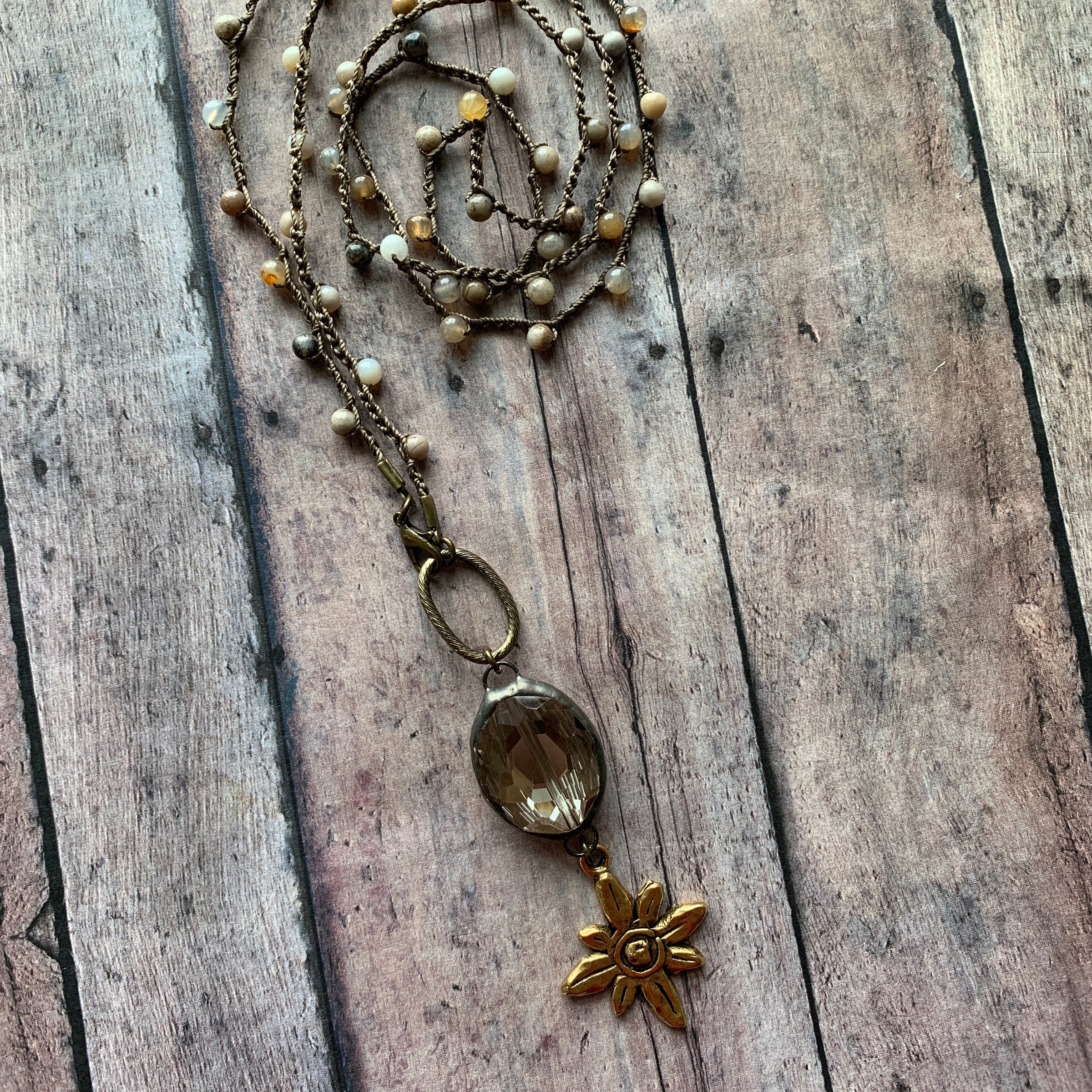 LC-021 - LONG Crocheted Pendant Necklace